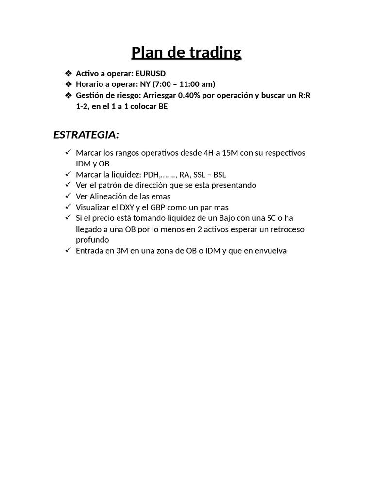 Plan de Trading | PDF