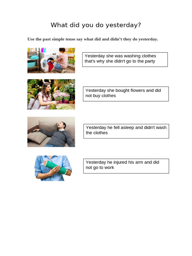 Simple Past Activities Yesterday | PDF