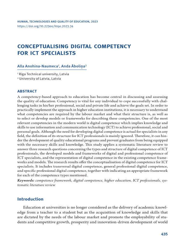 Digital Competency Framework for ICT | PDF | Information And ...