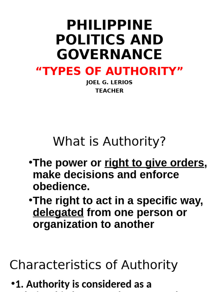 Types of Authority in Governance | PDF