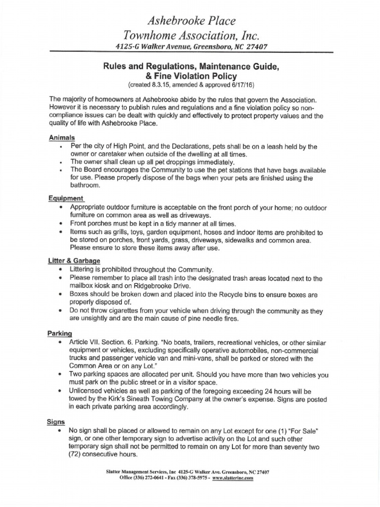 Ashebrooke HOA CCR Rules and Regulations | PDF