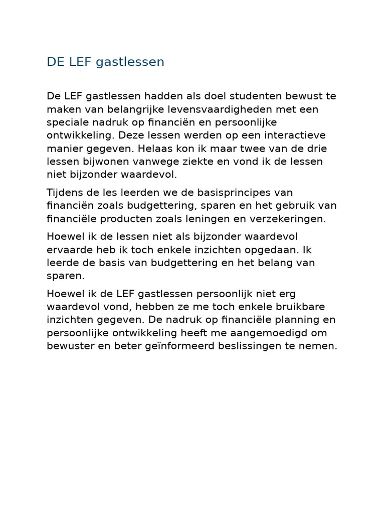 De LEF Gastlessen | PDF