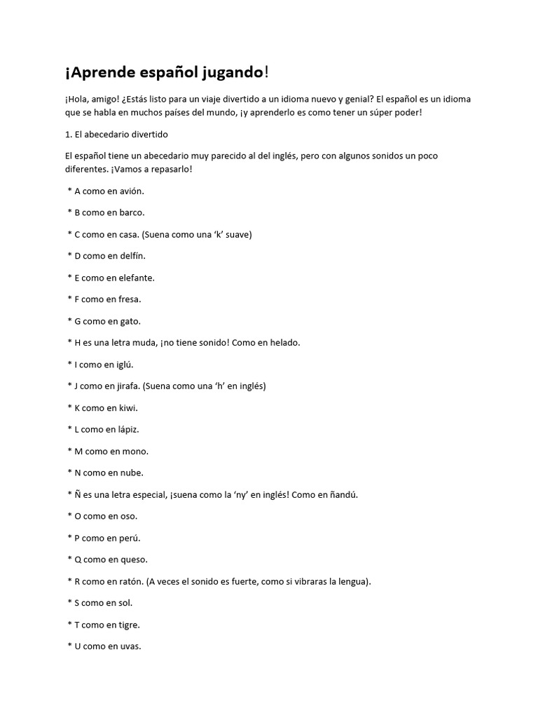 Aprende español jugando fácil y divertido | PDF