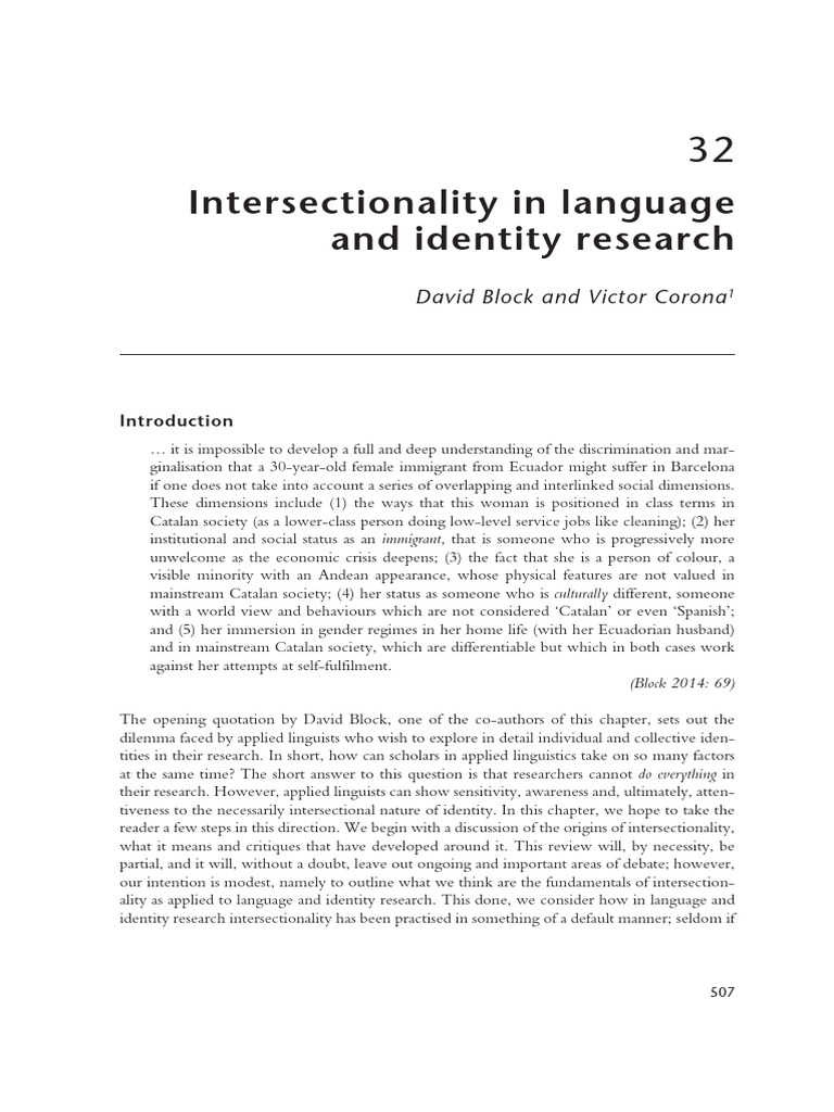 Block and Corona - Intersectionality in Language and Identity ResearchI ...
