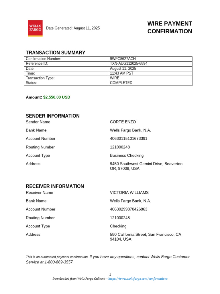 Styled WellsFargo ACH Receipt APUS June17 | PDF