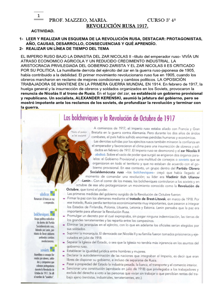 Revolución Rusa 1917. Prof Mazzeo. | PDF