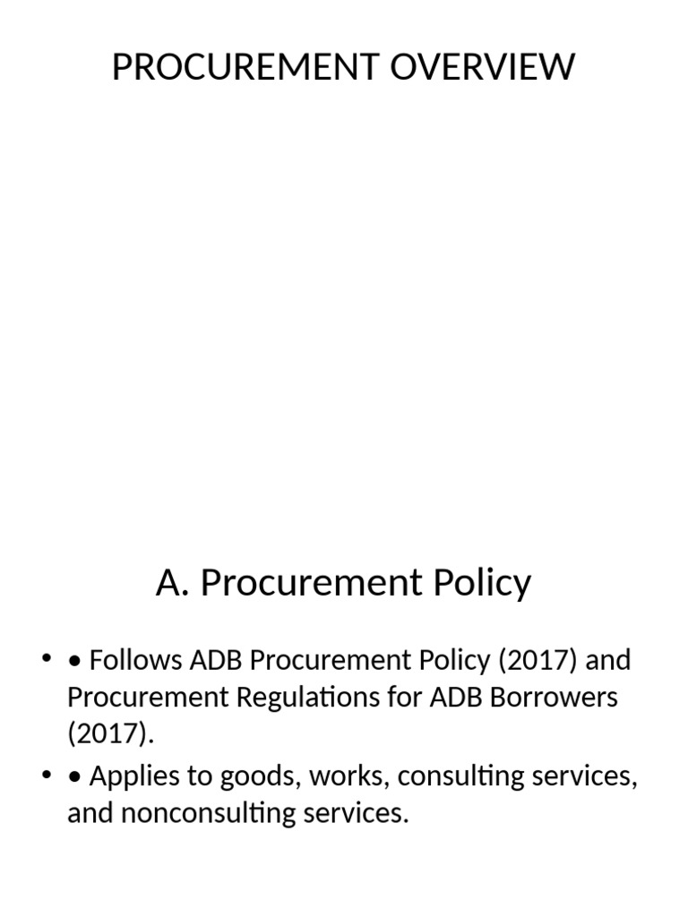 ADB Procurement Policy Overview 2017 | PDF