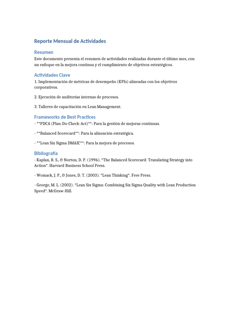 Reporte Mensual | PDF