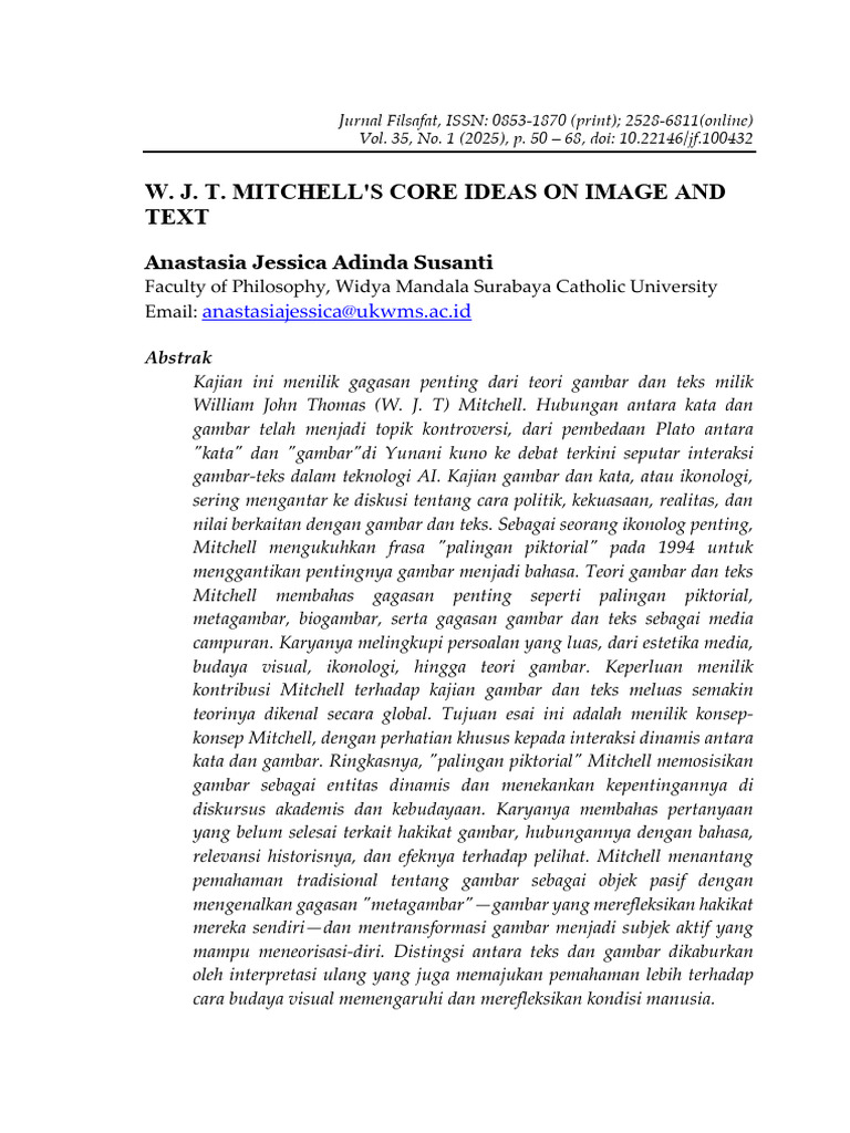 W. J. T. Mitchell's Core Ideas On Image and Text | PDF | Image | Perception