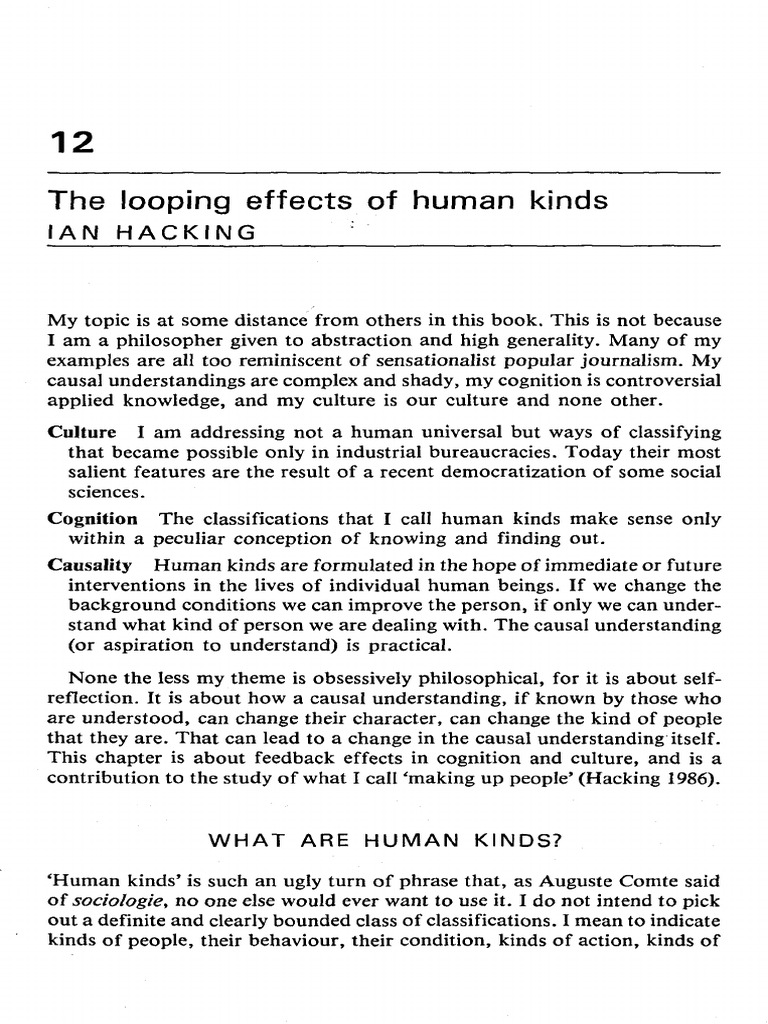 IanHacking - The Looping Effect of Human Kinds - Removed | PDF