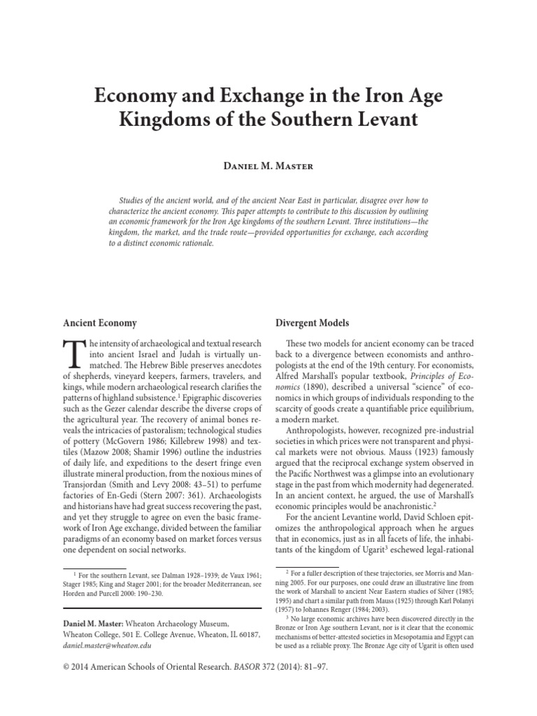 Iron Age Economy in Southern Levant | PDF | Rationality | Economies