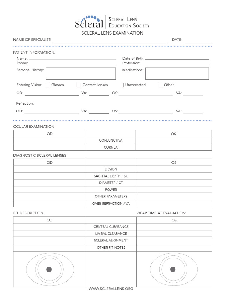 Initial Scleral Fit Form - Final | PDF | Lenses | Eye