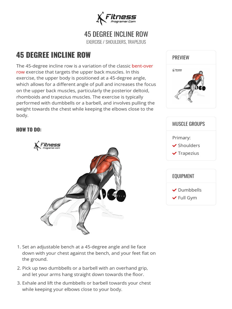 45-Degree Incline Row Benefits & Muscles | PDF | Strength Training ...