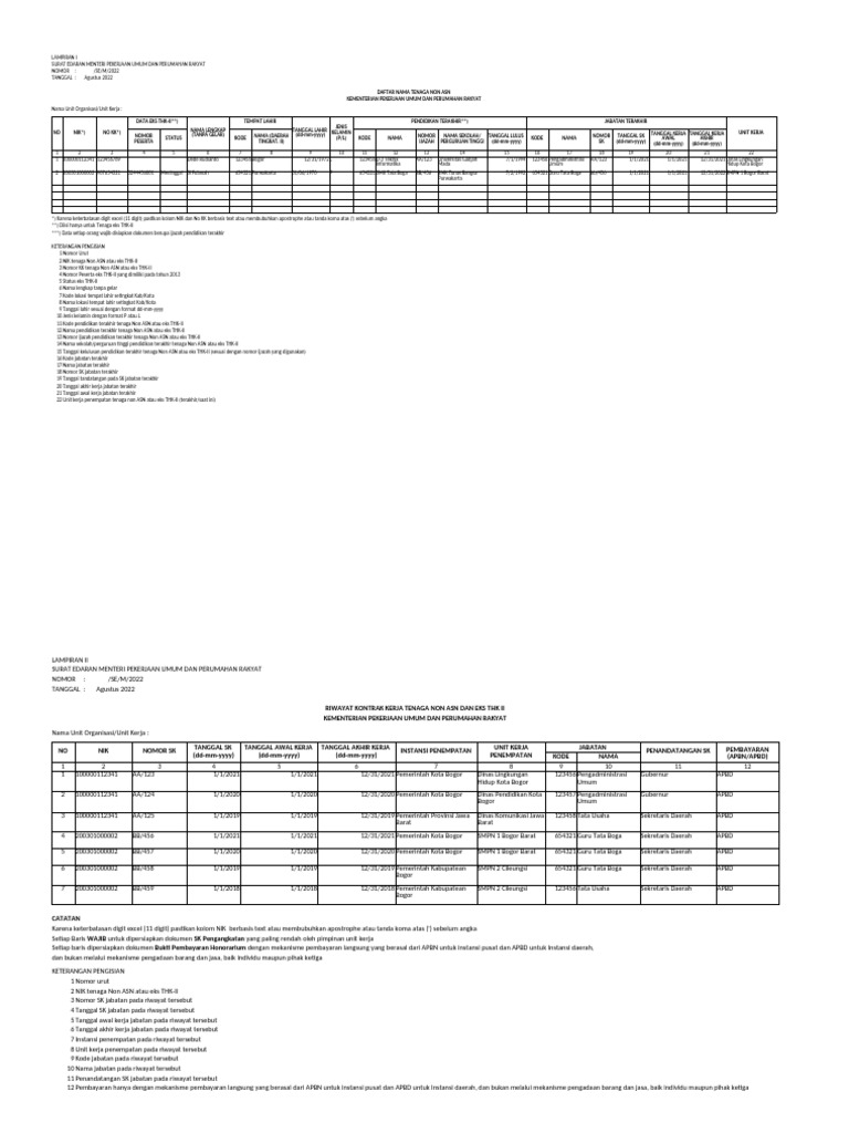 Tabel Pendataan Format Menpan | PDF