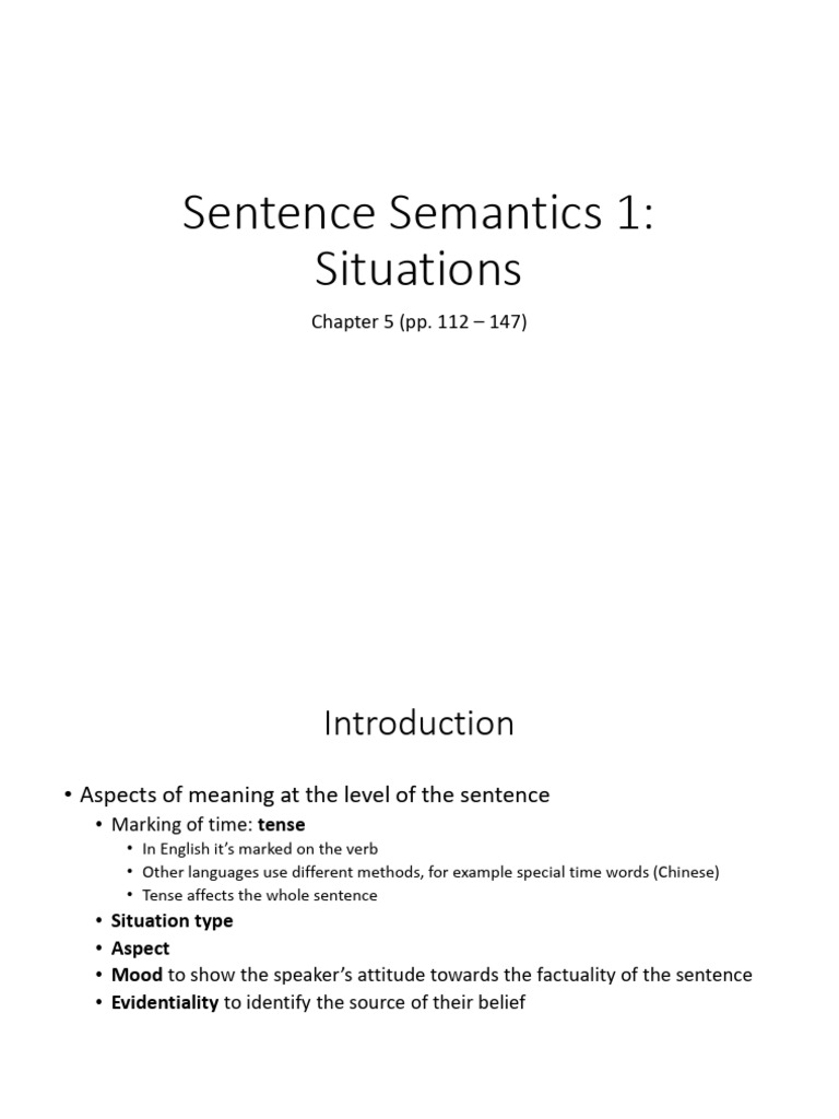 Semantics chapter 5, part two: Sentence Semantics 1 | PDF | Grammatical ...