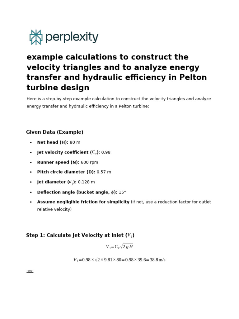 Example Calculations To Construct The Velocity Tri | PDF | Turbine ...