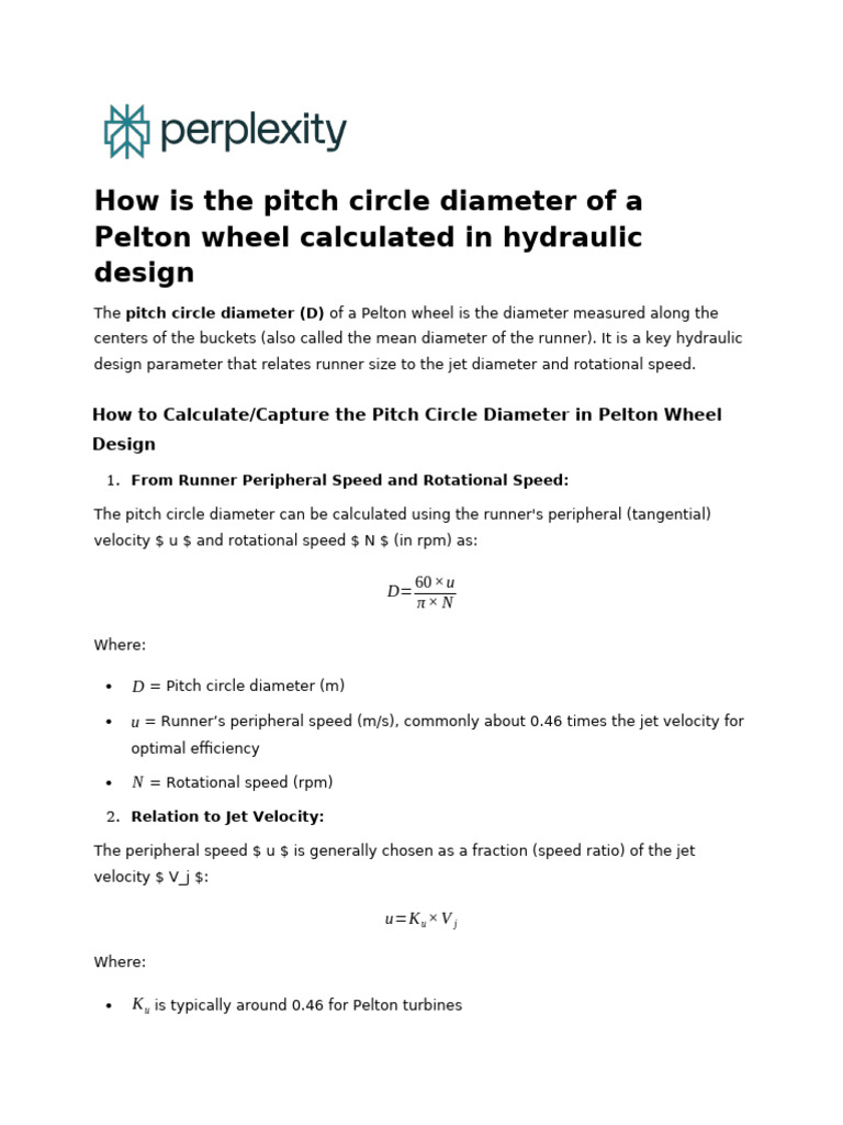 Calculating Pitch Circle Diameter in Pelton Design | PDF | Mechanical ...