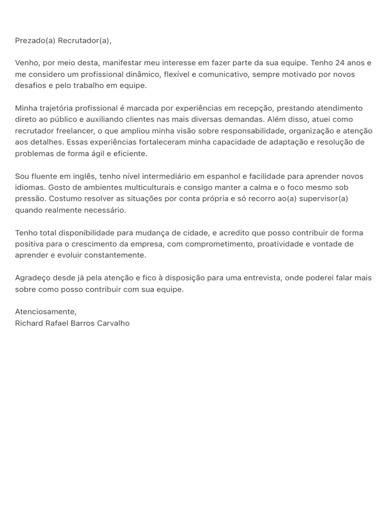 Candidatura de Richard Carvalho | PDF