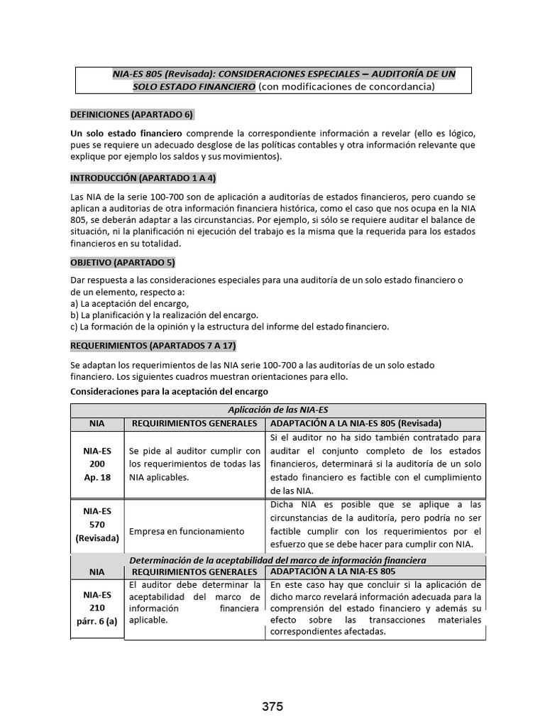 NIA-ES 805R (Con Modificaciones de Concordancia) (Resumen) | PDF ...