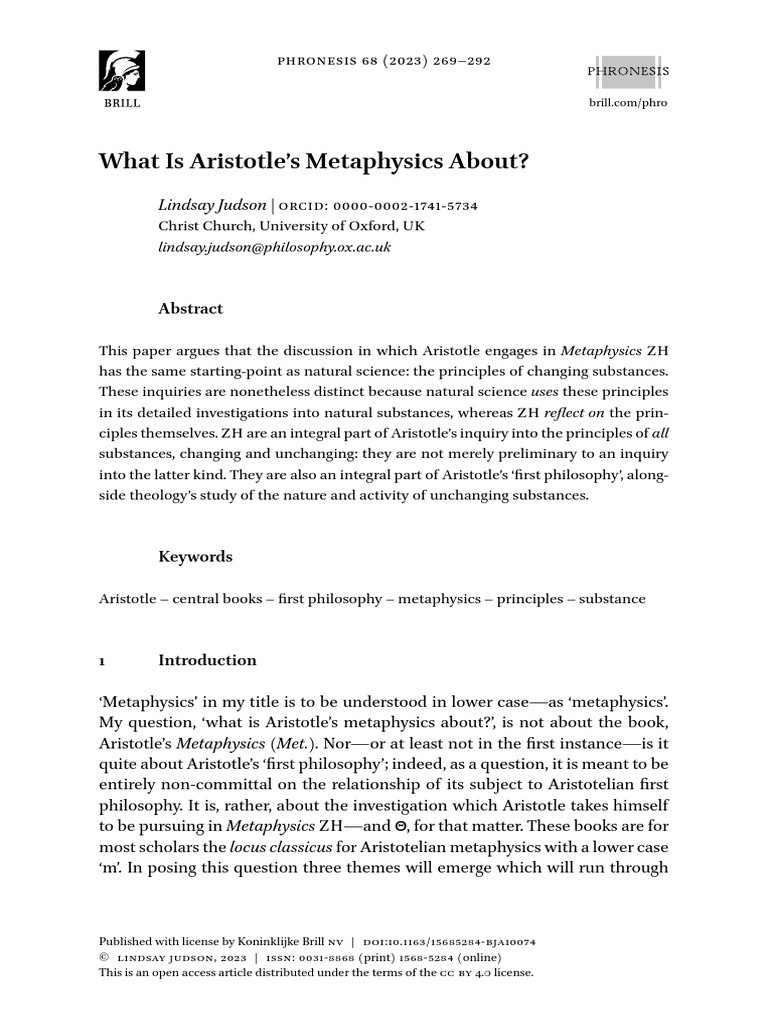 What is Aristotle's Metaphyiscs | PDF | Metaphysics | Substance Theory