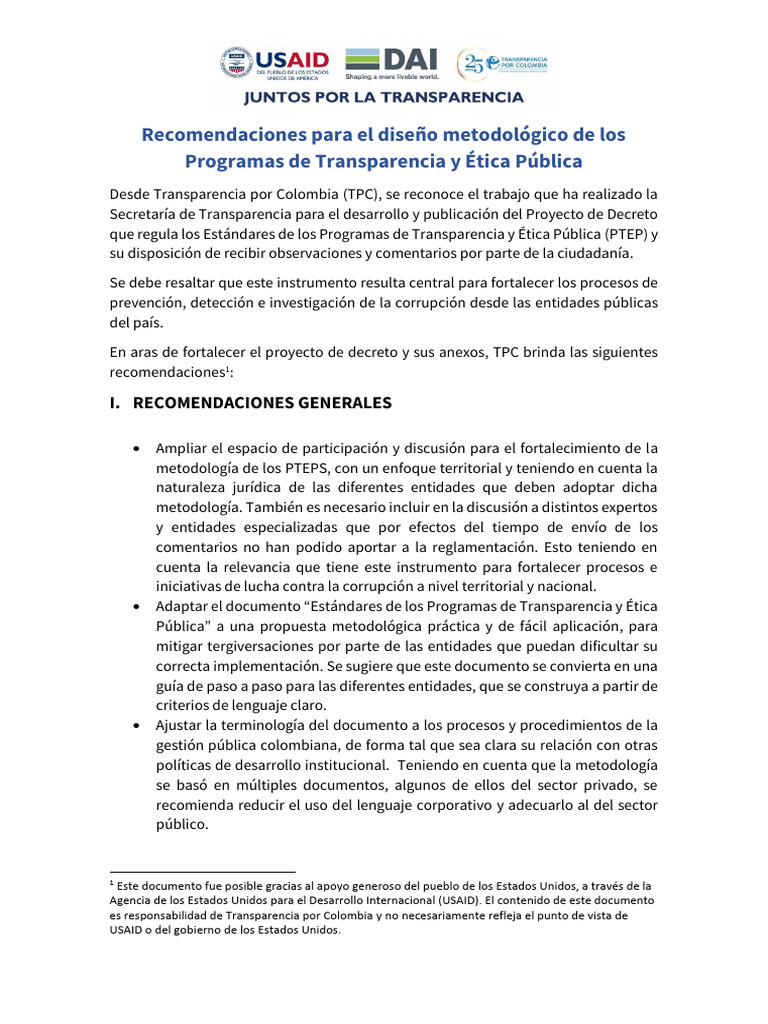 Comentarios PTEP 1 | PDF | Corrupción política | Planificación