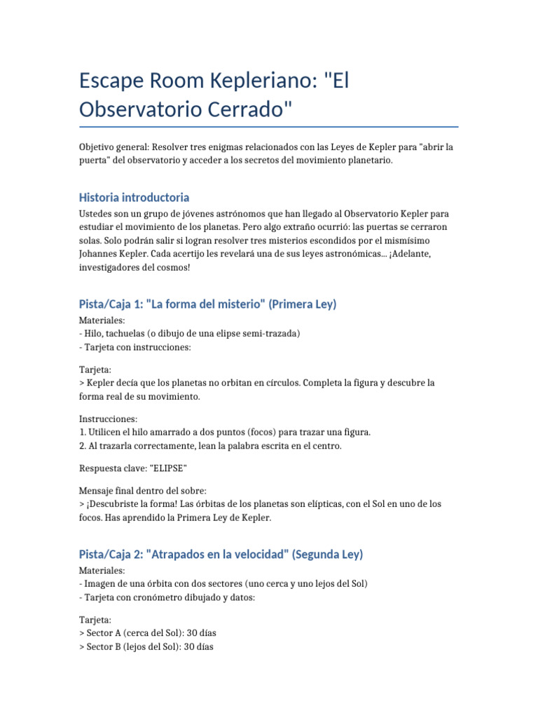 Escape Room Kepler | PDF | Johannes Kepler | Orbita