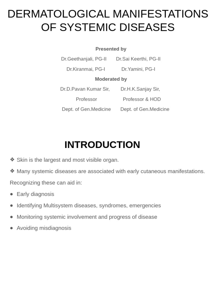 Dermatological Manifestations of Systemic Diseases | PDF | Cutaneous ...