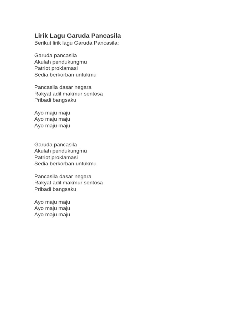 Lirik Lagu Garuda Pancasila | PDF