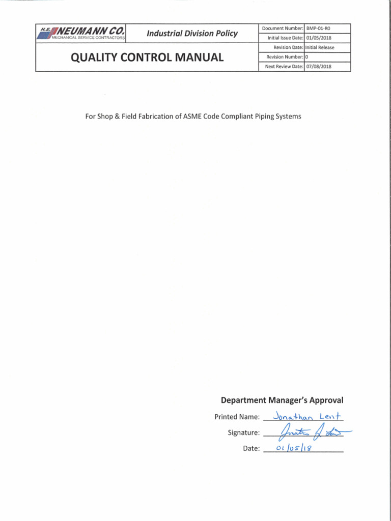 H.E. Neumann Quality Control Manual | PDF | Nondestructive Testing ...