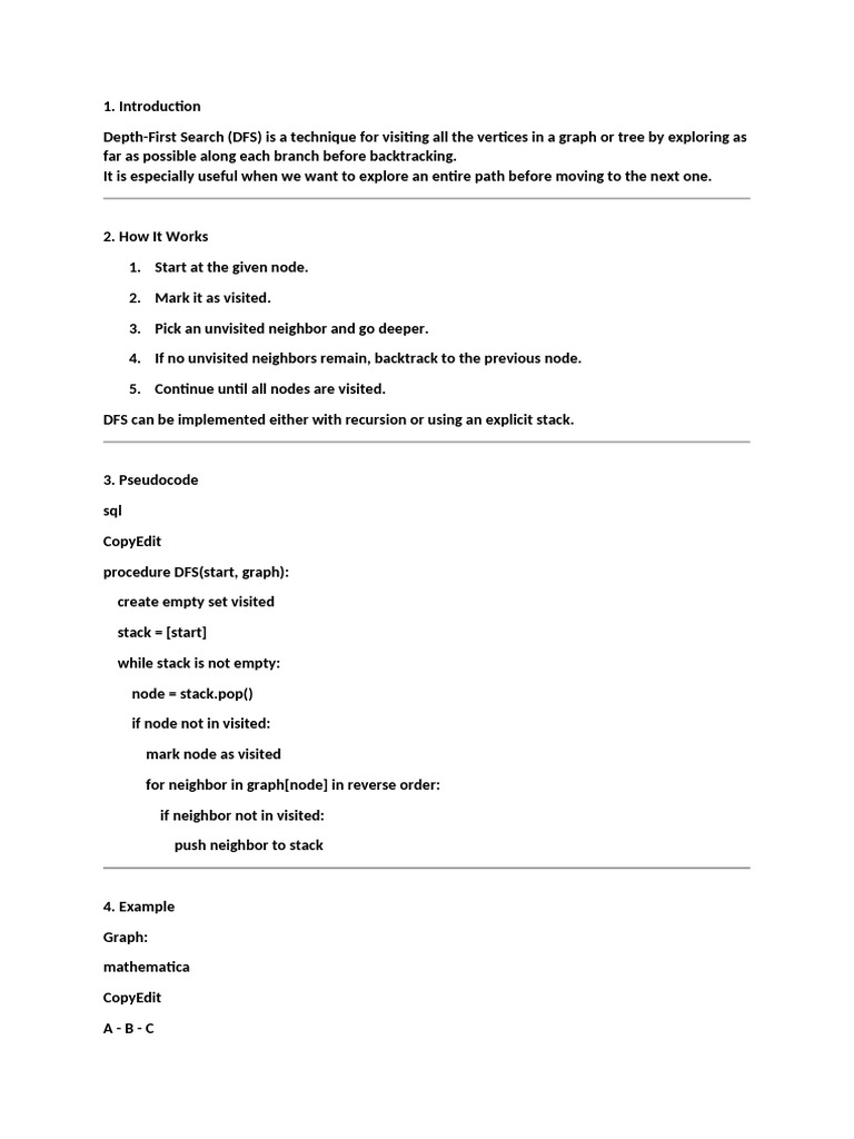 Depth-First Search - Advanced Graph Traversal TechniqueR | PDF