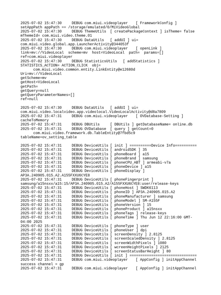 Video File Debug Log Analysis | PDF | Mobile Linux | Software