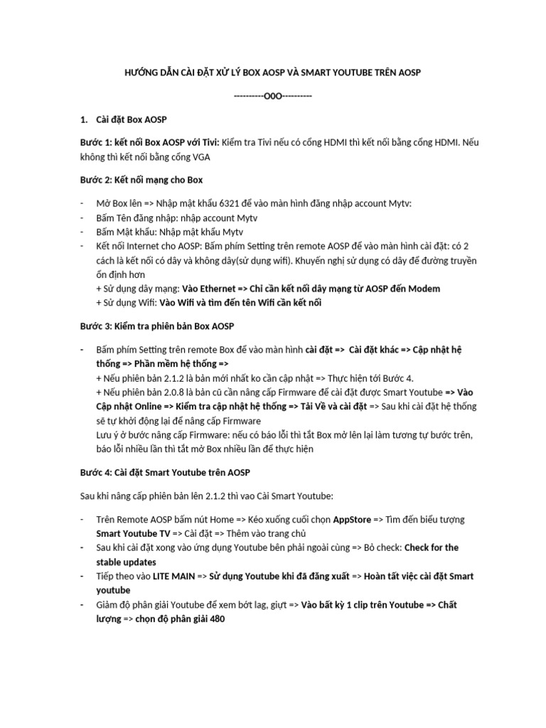 HƯỚNG DẪN XỬ LÝ BOX AOSP | PDF