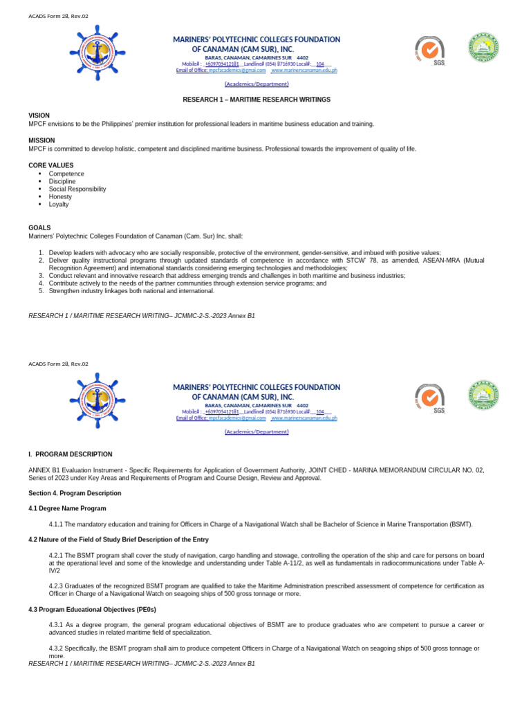 COURSE PACKAGE in RESEARCH 1 AY 2024-2025 - BSMT | PDF | Methodology | Knowledge