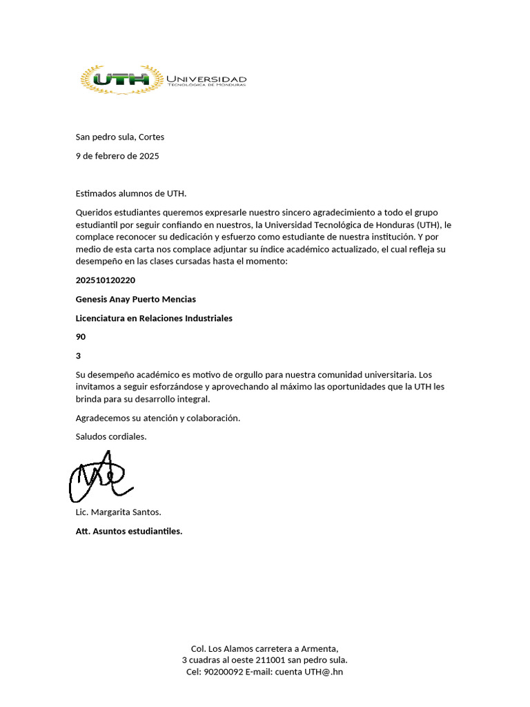 tabla de alumnos uth | PDF | Honduras