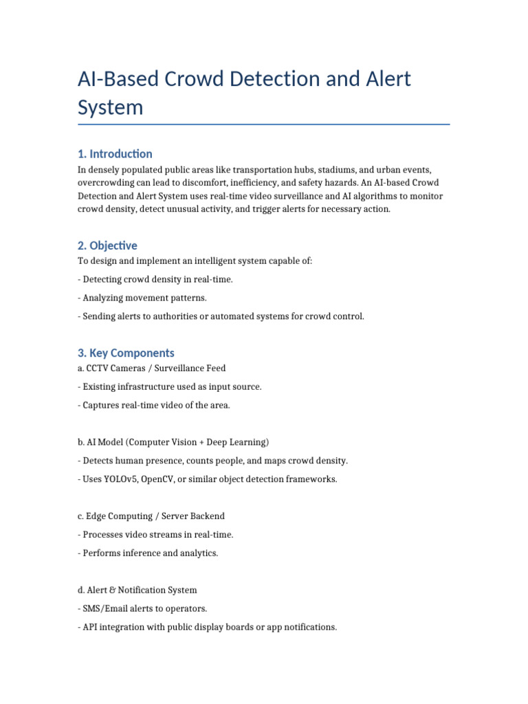 AI Based Crowd Detection Alert System | PDF | Artificial Intelligence ...
