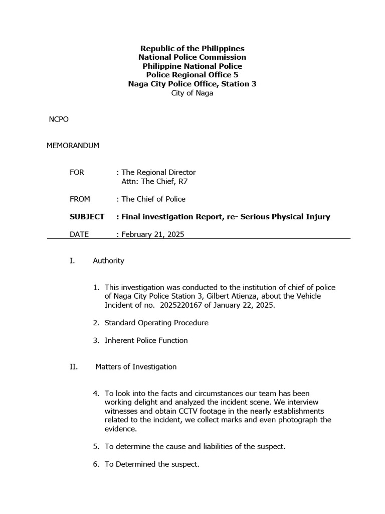 Final Investigation Report | PDF