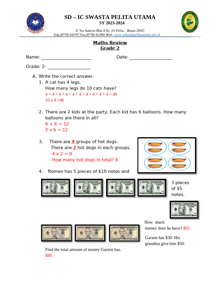 Grade 2 Maths Review Worksheet | PDF | Chess Openings | Chess Theory