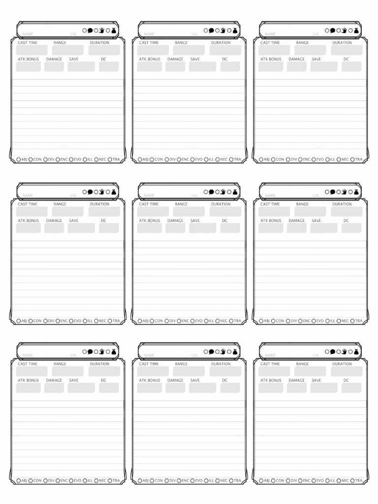 Blank Spell Sheet | PDF
