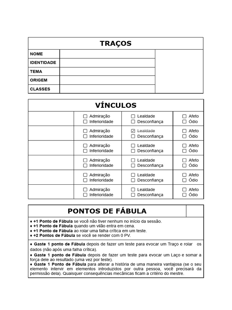 Fabula Última (Ficha Base) | PDF