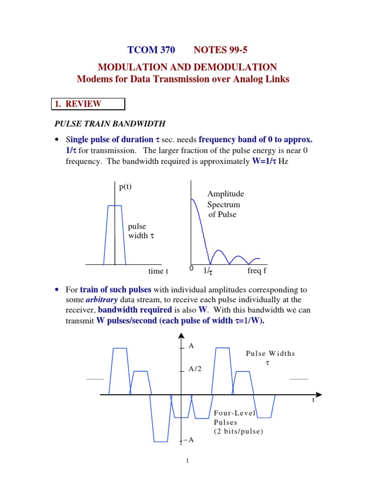 NOTES 99-5 Modulation and Demodulation Modems For Data Transmission ...