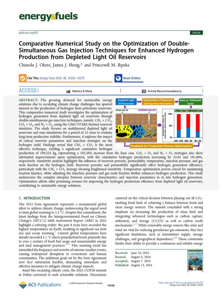 Okere Et Al 2024 Comparative Numerical Study On The Optimization of ...