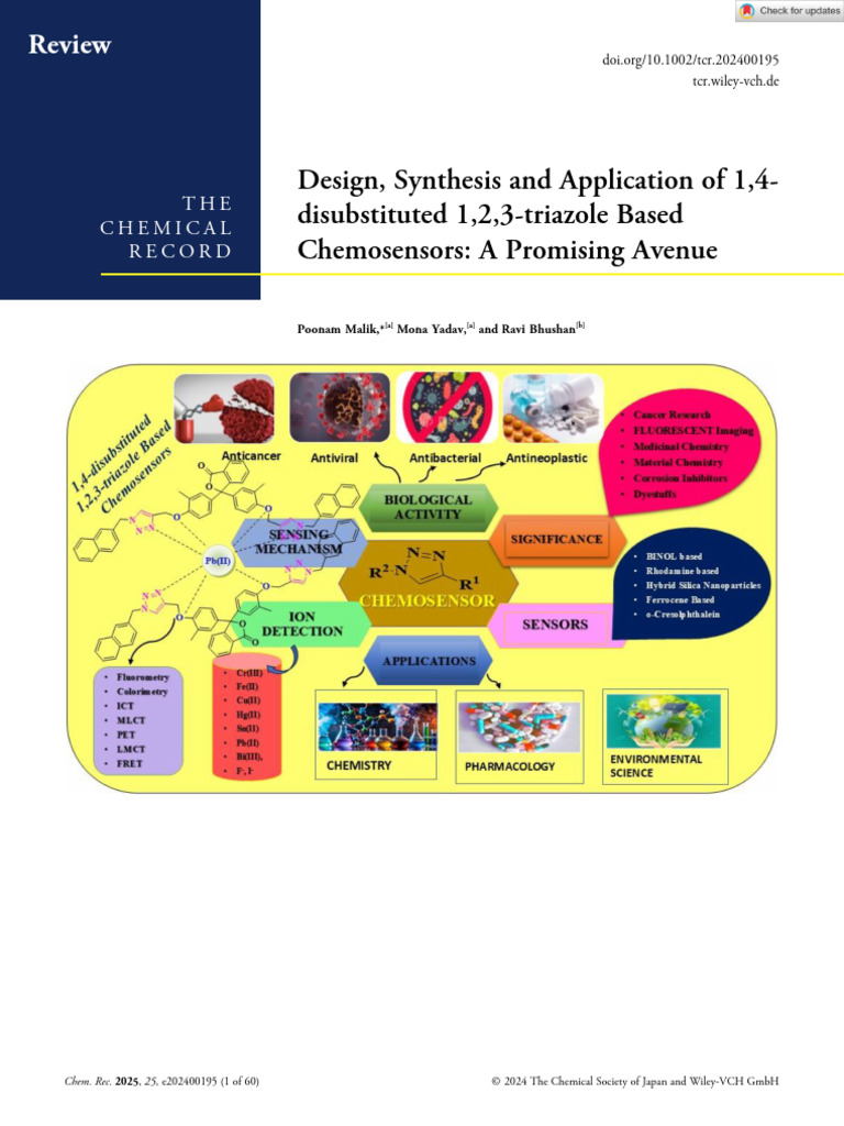 The Chemical Record - 2024 - Malik - Design Synthesis and Application ...