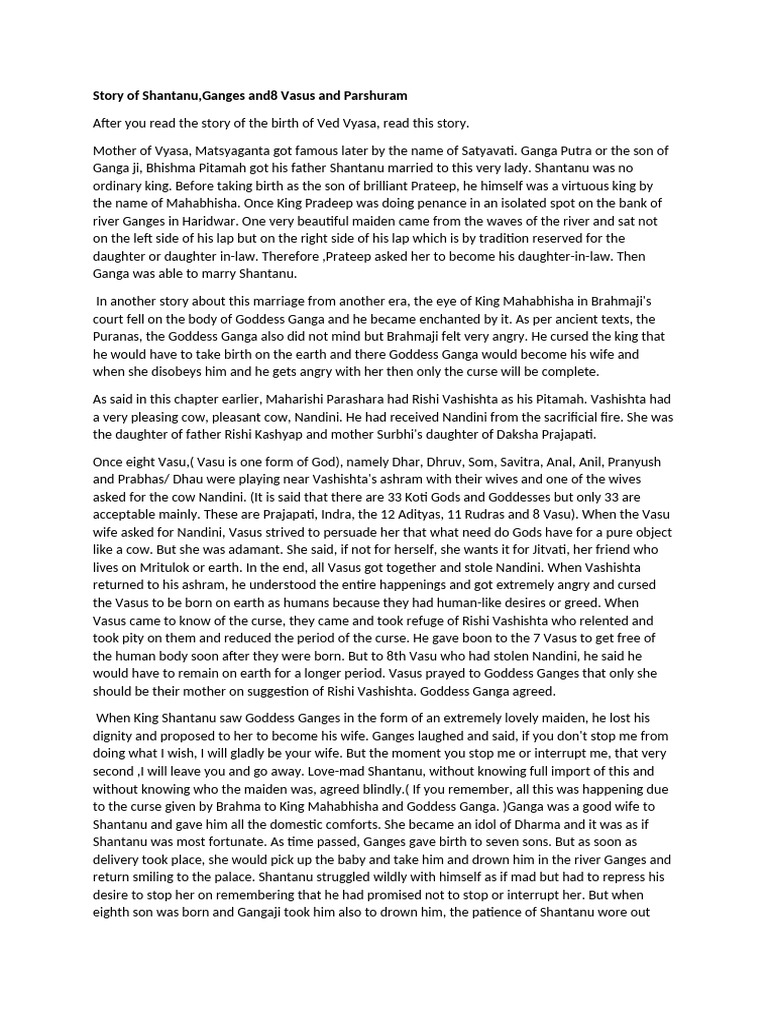 Shantanu, Ganga, and Bhishma's Legacy | PDF | Mahabharata | Hindu Mythology