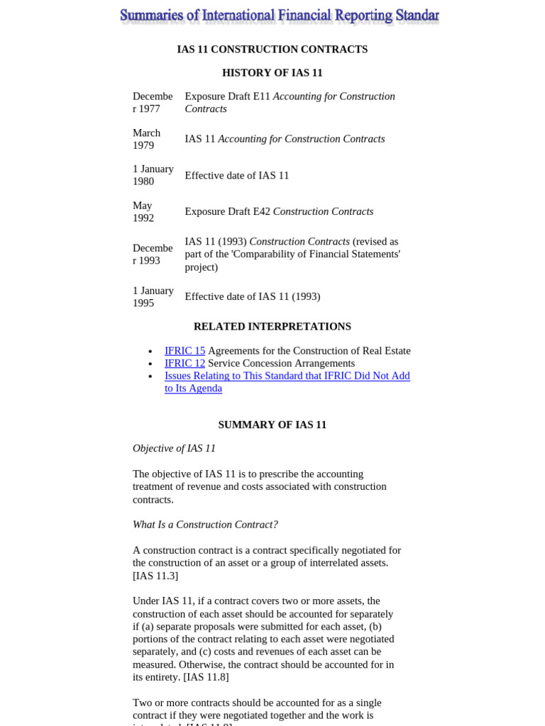 IAS 11 Contraction Contract | PDF