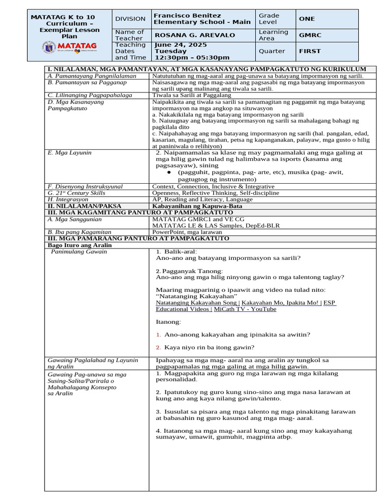 DLP GMRC Q1 W1D2 | PDF
