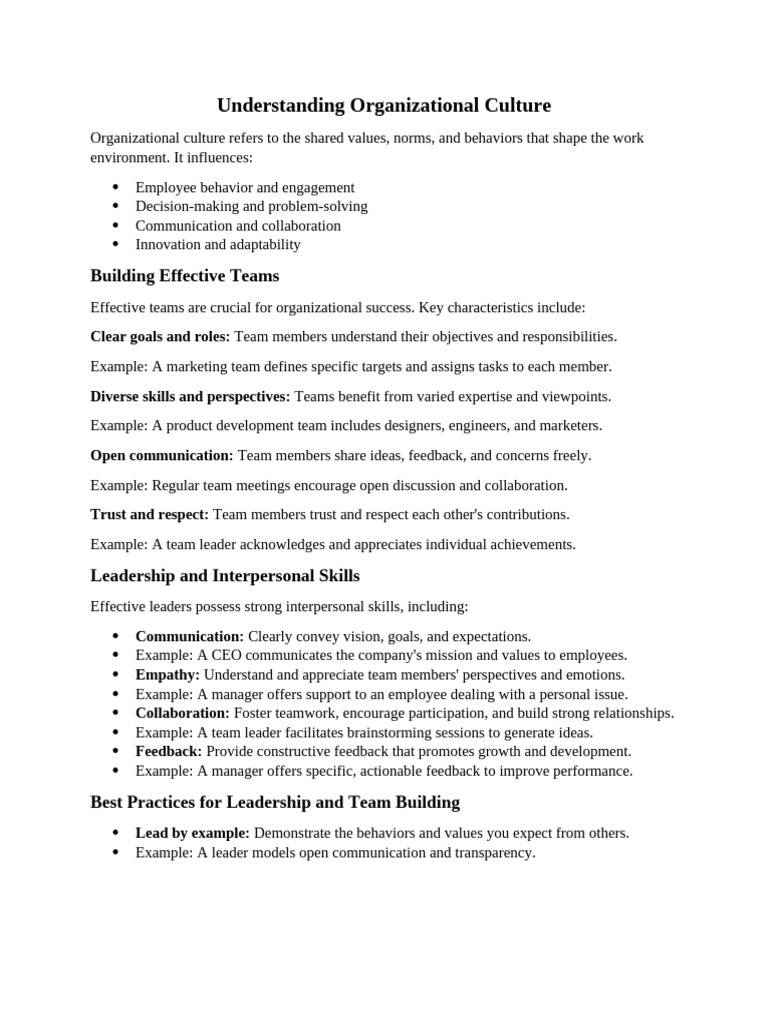 Understanding Organizational Culture | PDF | Leadership | Team Building