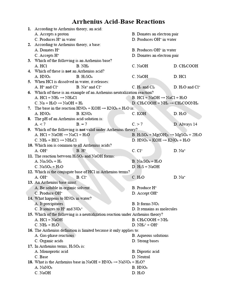 Arrhenius Acid-Base Theory Overview | PDF | Acid | Chemical Bond