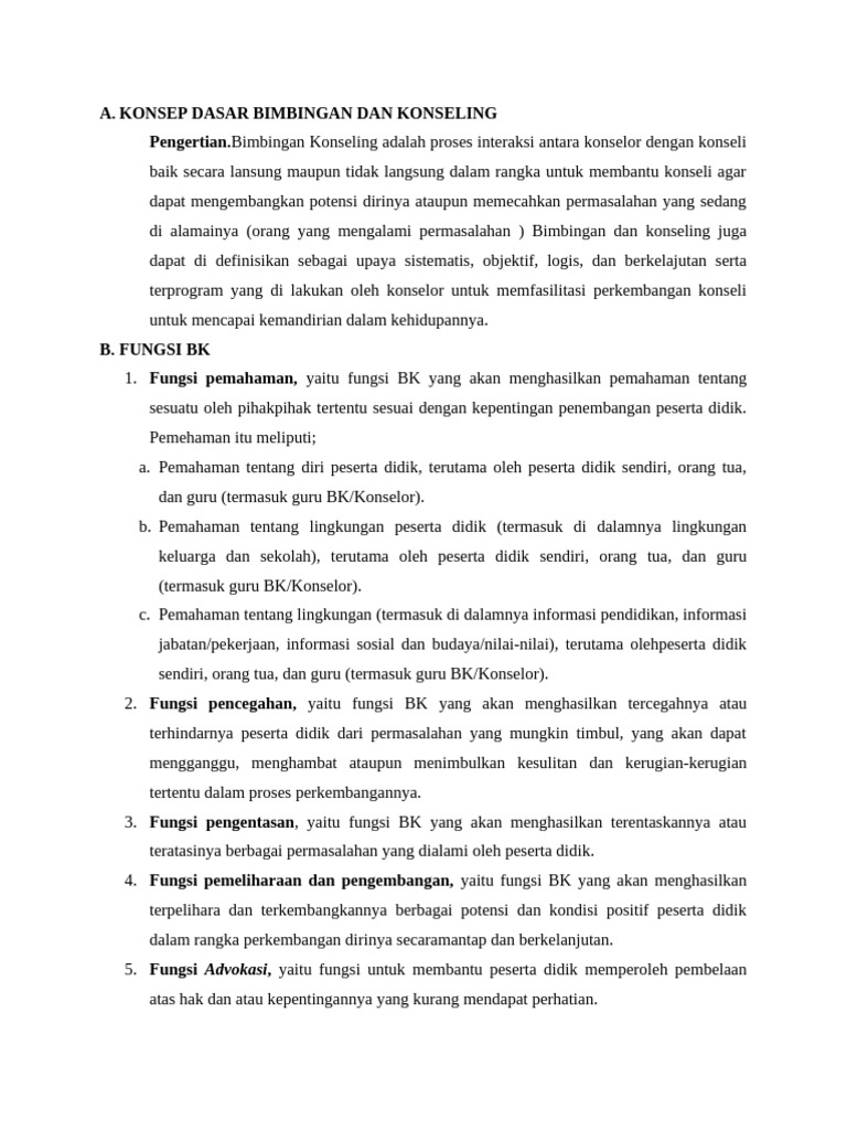 Materi BK Konsep Dasar Bimbingan Dan Konseling | PDF