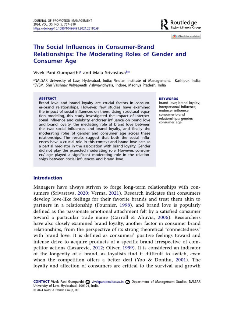 The Social Influences in Consumer-Brand Relationships | PDF | Brand ...
