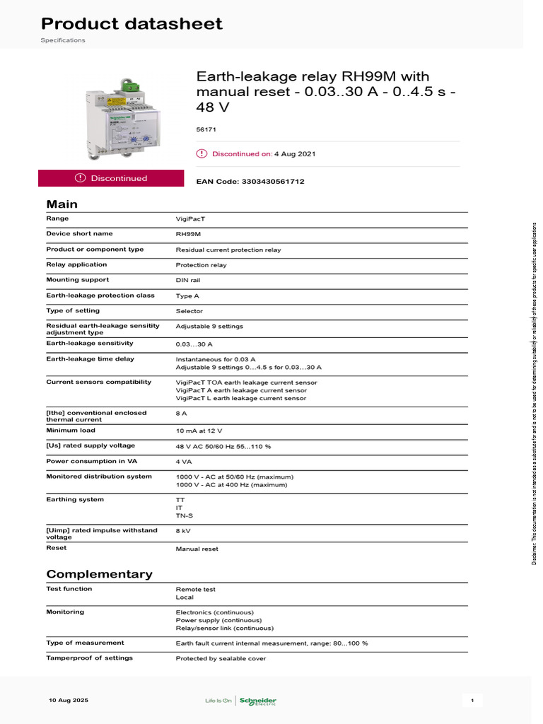 RH99M Earth-Leakage Relay Manual | PDF | International Electrotechnical ...